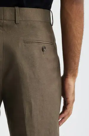OPEN EDIT Linen Blend Tapered Pants - Brown Acorn