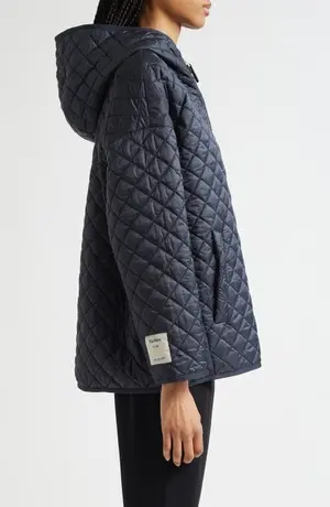 Max Mara Leo Diamond Quilted Cameluxe Hooded Jacket