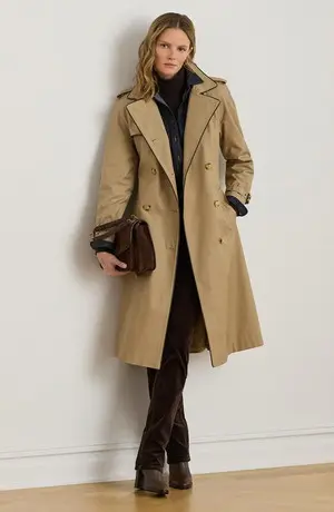 Ralph Lauren Double-breasted Belted Rain Coat - Sand