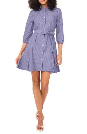 Halogen Stripe Belted Shirt Dress
