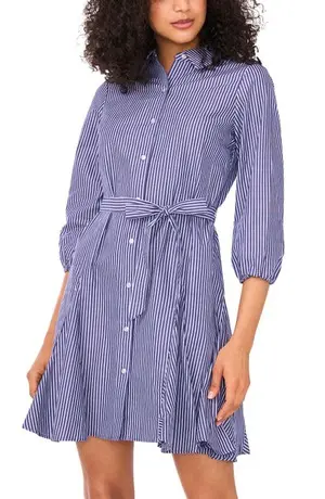Halogen Stripe Belted Shirt Dress