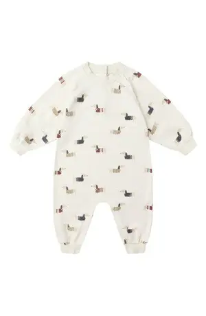 RYLEE + CRU Dachsund Print French Terry Romper - Natural