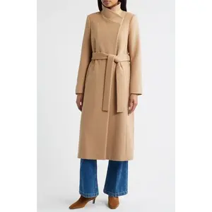 Sam Edelman Stand Collar Wrap Coat - Camel