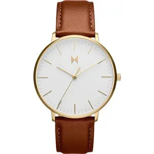 MVMT Legacy Slim Leather Strap Watch - White