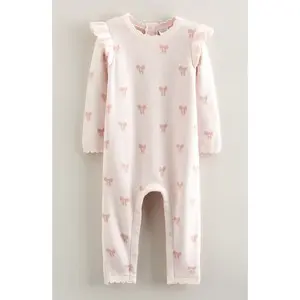 Nordstrom Bow Print Cotton Romper - Pink Pretty Bow Ribbon
