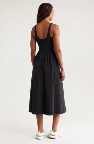 Zella Square Neck Midi Dress - Black