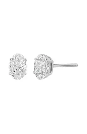 Bony Levy Maya Oval Diamond Stud Earrings - 18k White Gold