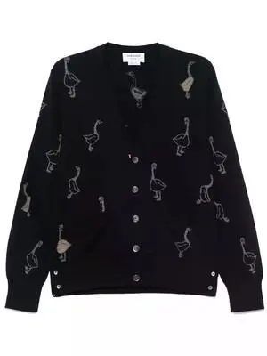 Thom Browne Intarsia-knit Virgin Wool Cardigan - Blue