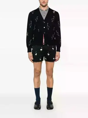 Thom Browne Intarsia-knit Virgin Wool Cardigan - Blue
