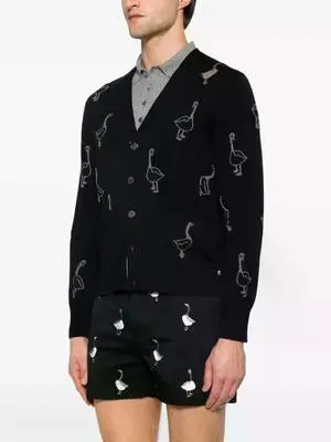 Thom Browne Intarsia-knit Virgin Wool Cardigan - Blue