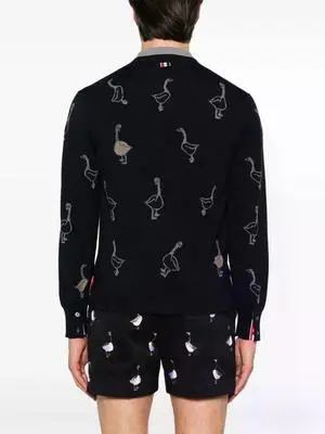 Thom Browne Intarsia-knit Virgin Wool Cardigan - Blue
