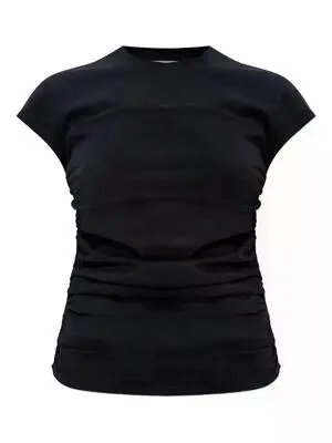 Isabel Marant Étoile Gathered-detail Cotton T-shirt - Black