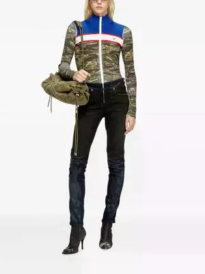 DIESEL® Ribbed Tiger Print Zip-up Sweater