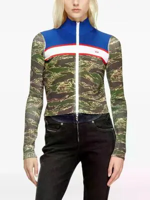 DIESEL® Ribbed Tiger Print Zip-up Sweater
