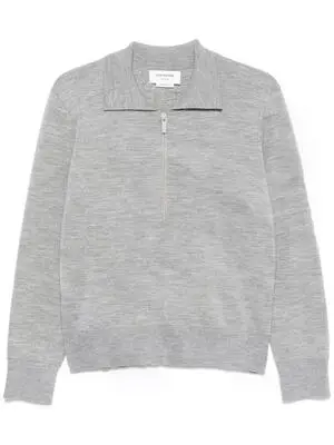 Thom Browne 4-bar Stripe Zipped Polo Shirt - Grey