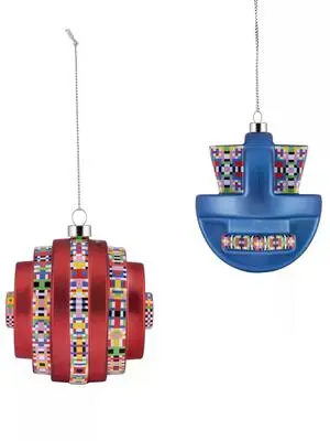 ALESSI Glow E Arc Glass Ornament Set - Red