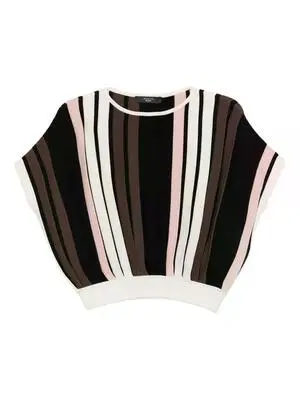 Max Mara Striped Batwing Top - Black
