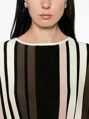 Max Mara Striped Batwing Top - Black