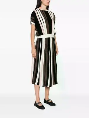 Max Mara Striped Pleated Midi Skirt