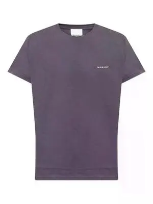 MARANT Logo-embroidered Cotton T-shirt - Blue