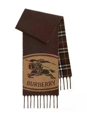 Burberry Knight-detail Checked Scarf - Brown