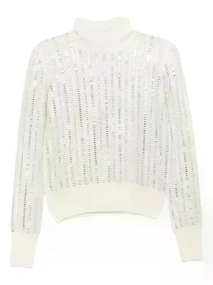Ermanno Scervino Rhinestone-embellished Turtleneck Jumper - Neutrals