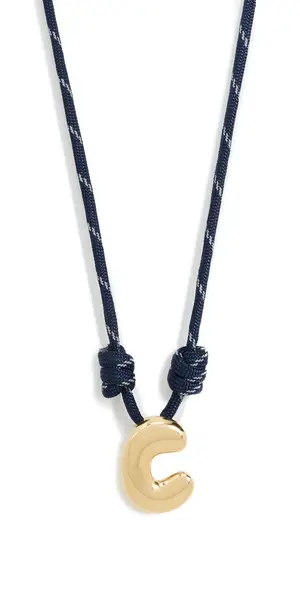 MARTHA CALVO Bubble Letter Wrap Lariat Necklace - C/navy