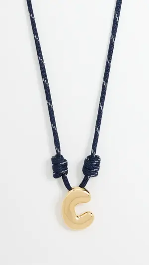 MARTHA CALVO Bubble Letter Wrap Lariat Necklace - C/navy