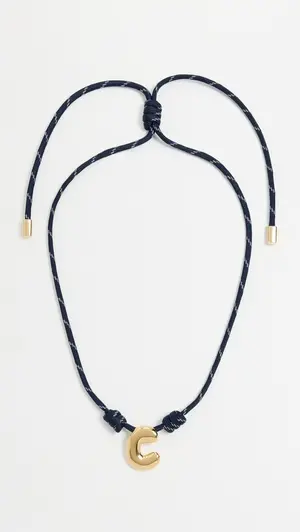 MARTHA CALVO Bubble Letter Wrap Lariat Necklace - C/navy