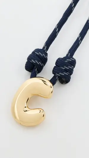 MARTHA CALVO Bubble Letter Wrap Lariat Necklace - C/navy