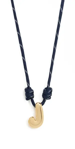MARTHA CALVO Bubble Letter Wrap Lariat Necklace J/navy