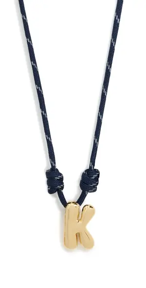 MARTHA CALVO Bubble Letter Wrap Lariat Necklace K/navy