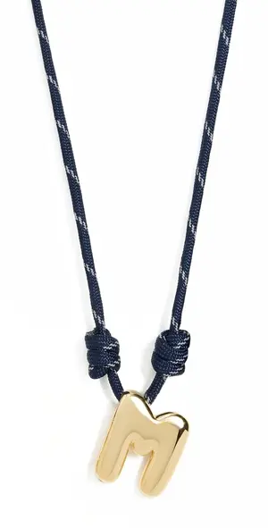 MARTHA CALVO Bubble Letter Wrap Lariat Necklace M/navy