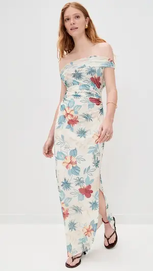 WAYF Marina Ruched Midi Dress