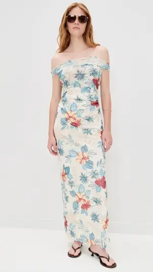 WAYF Marina Ruched Midi Dress
