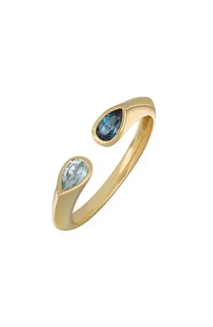 Bony Levy 14k Gold Open Ring - 14k Yellow Gold Blue Topaz