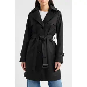 Sam Edelman Single Breasted Trench Coat - Black