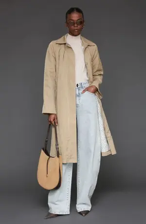 Avec Les Filles Nylon Pleated Trench Coat
