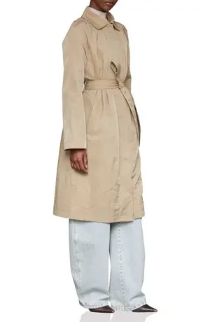 Avec Les Filles Nylon Pleated Trench Coat