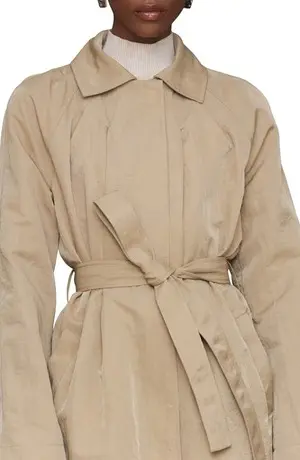 Avec Les Filles Nylon Pleated Trench Coat