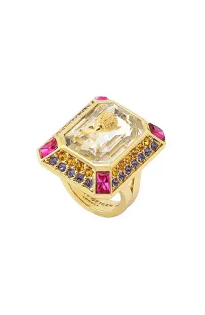 Kurt Geiger Stone Enamel Cocktail Ring - Pink