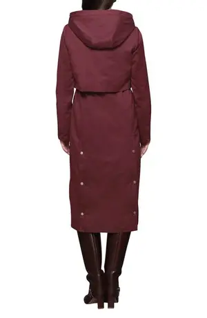 Avec Les Filles Hooded Maxi Rain Anorak - Burgundy