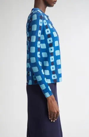 St. John Geo Print Wool Cardigan