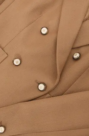 REISS Gigi Double Breasted Twill Blazer - Camel