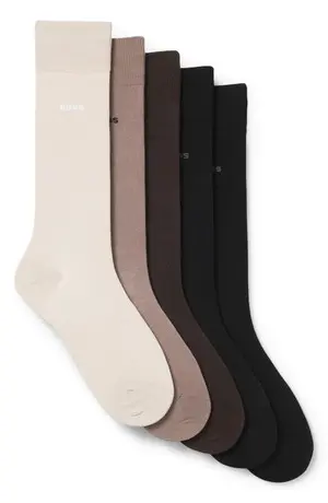 BOSS Assorted 5-Pack Crew Socks Black/brown/beige