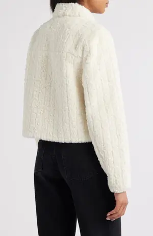 Bernardo Faux Shearling Crop Trucker Jacket - Cream