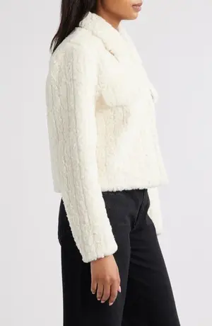 Bernardo Faux Shearling Crop Trucker Jacket - Cream