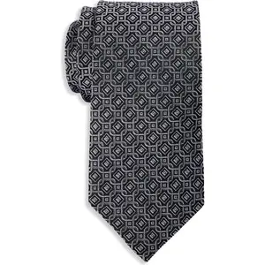 OAK HILL PREMIUM BY DXL Tonal Geometric Link Silk Tie Black