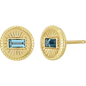 Bony Levy Stud Earrings 14k Gold/london Blue Topaz