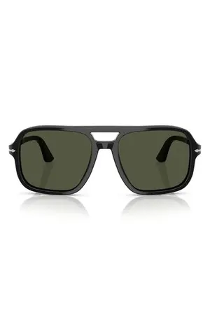 Persol 58mm Pilot Sunglasses - Black/green